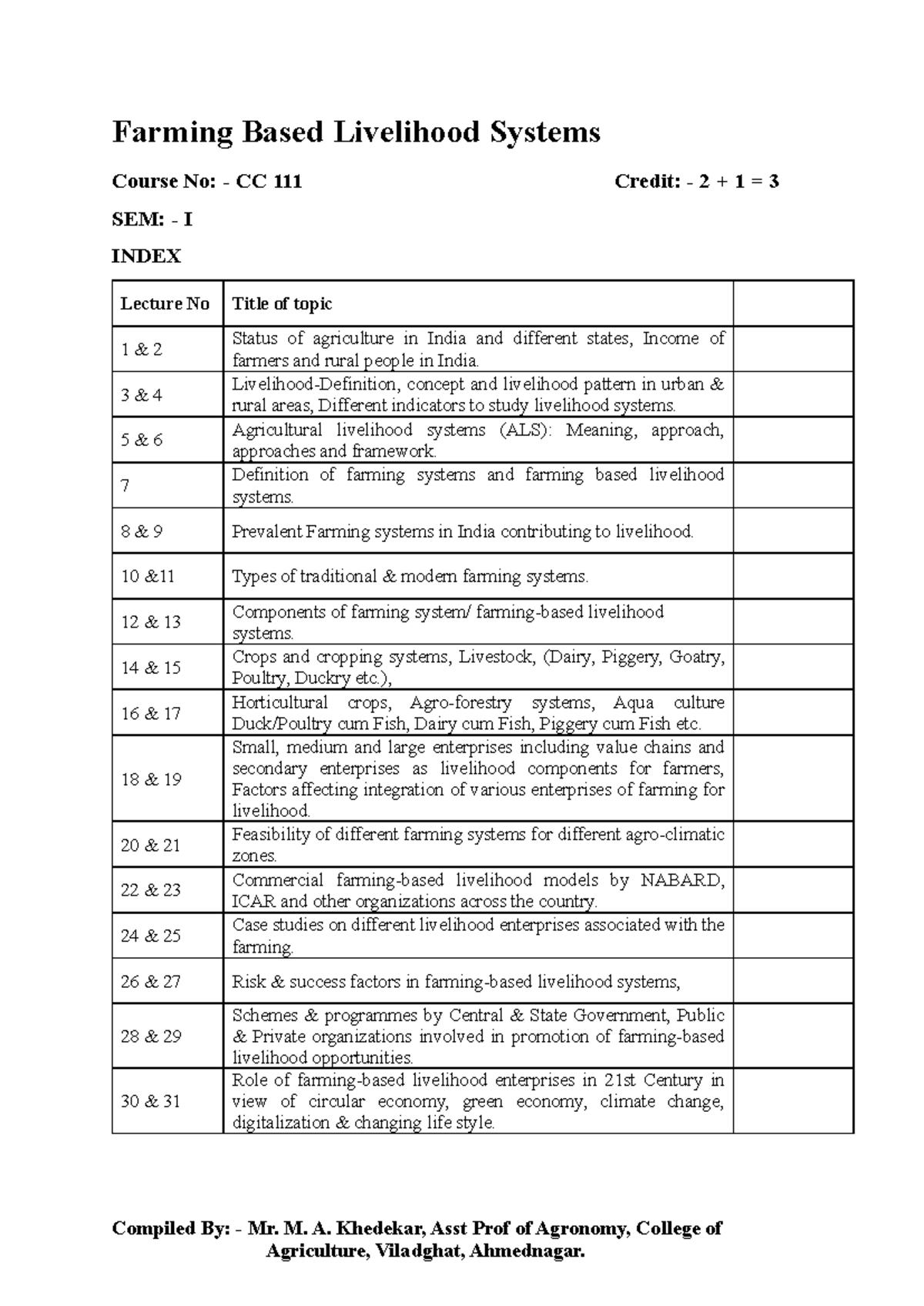 Farming Based Livelihood Systems - CC 111 Lecture Notes Overview - Studocu