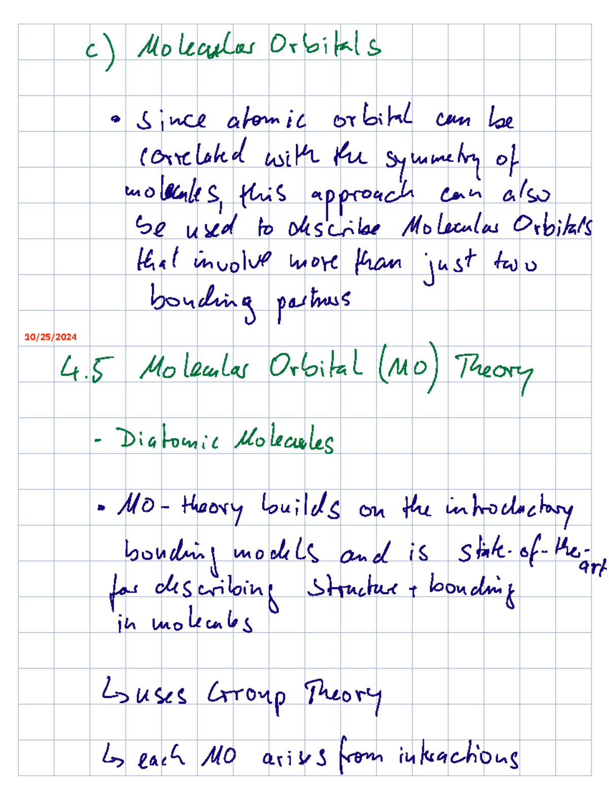 Chem 2030, Fall 2024 - Lecture 18 - c Molecular Orbitals since atomic ...