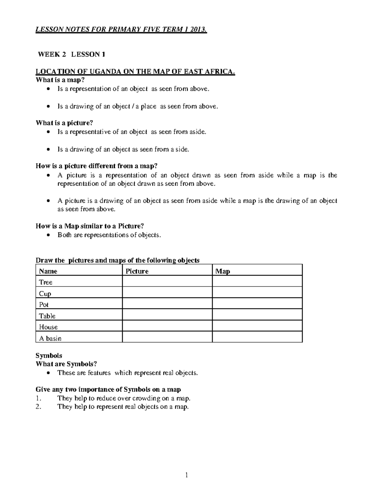 P5 SST Lesson Notes Term 1: Geography of Uganda and Maps - Studocu