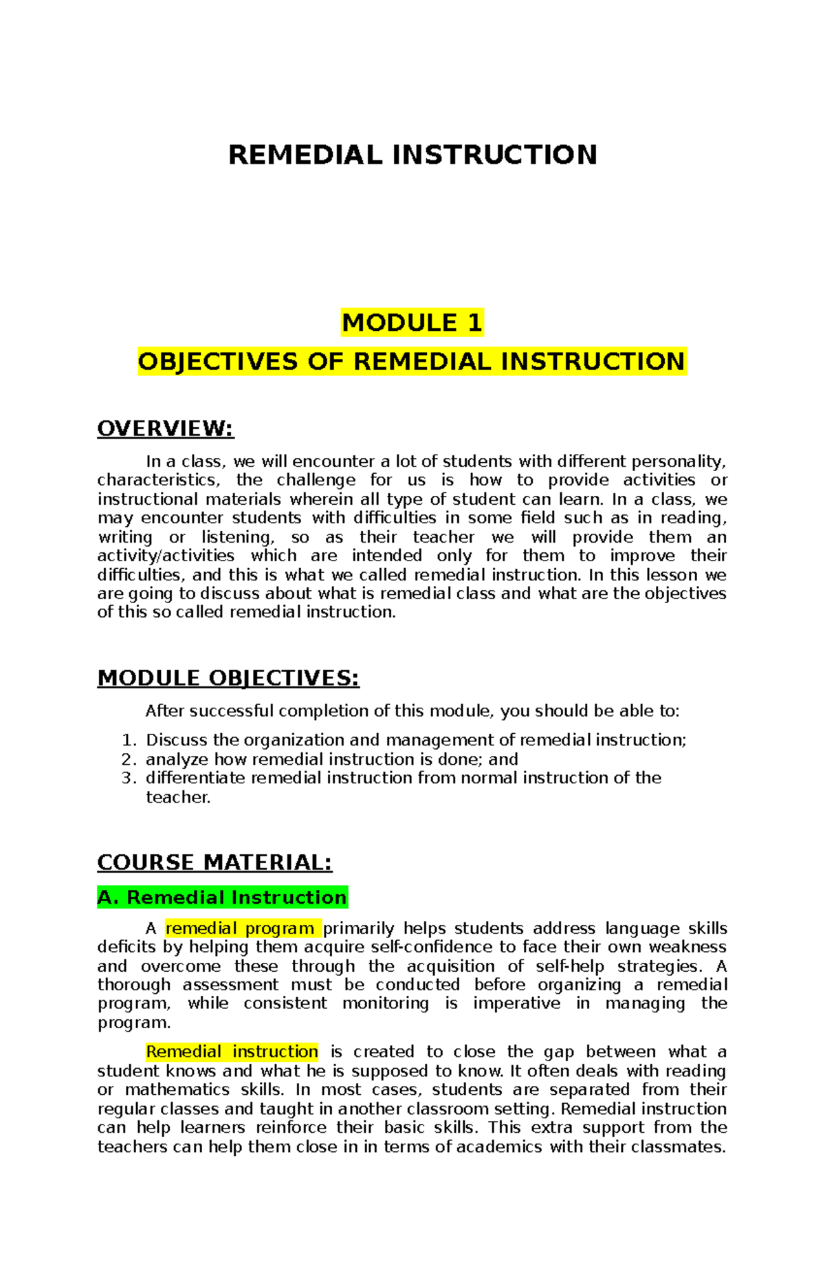 Remedial Instruction: Strategies for Effective Teaching and Learning ...