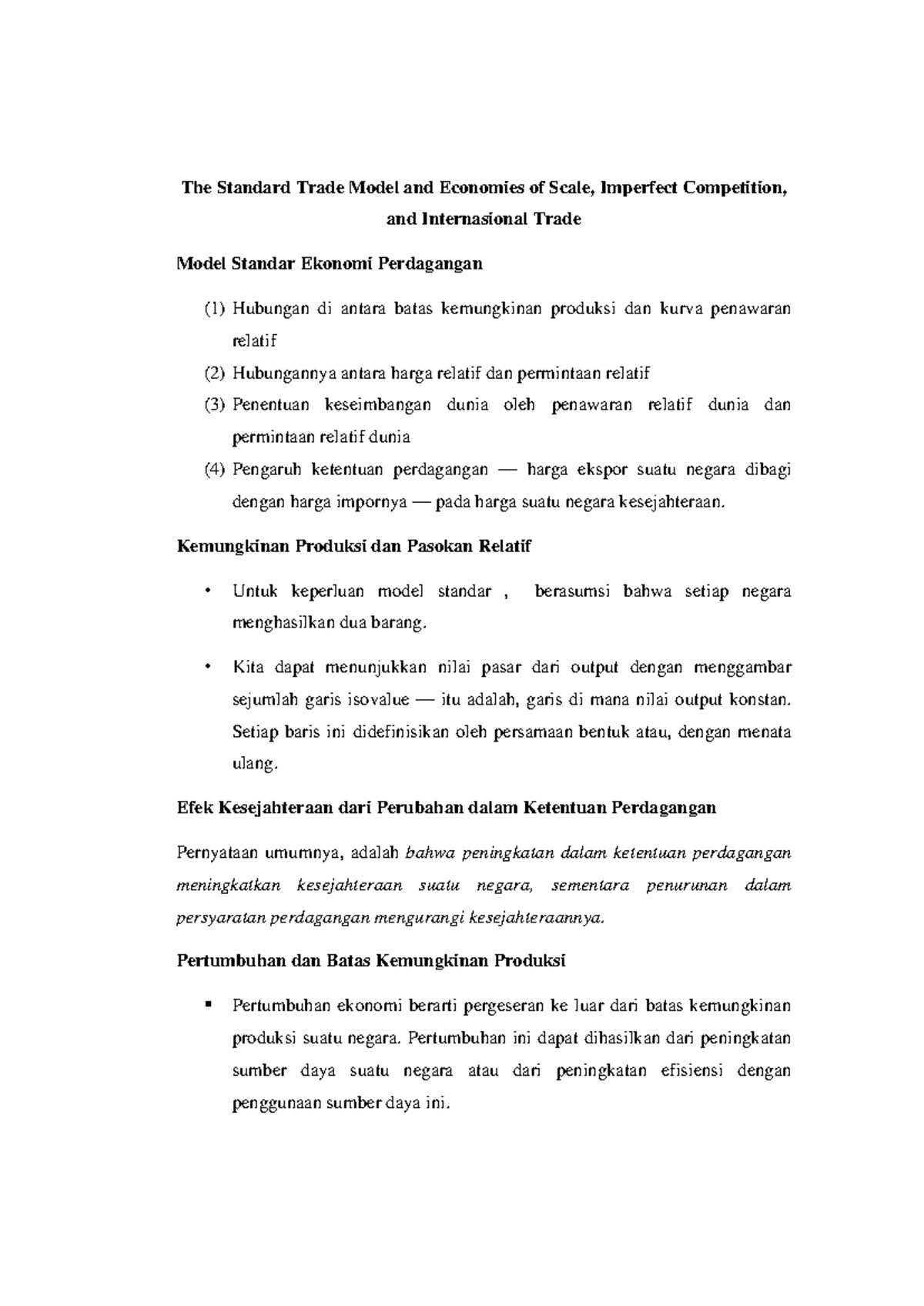 Studi Kasus: Model Perdagangan Standar, Skala Ekonomi & Persaingan ...