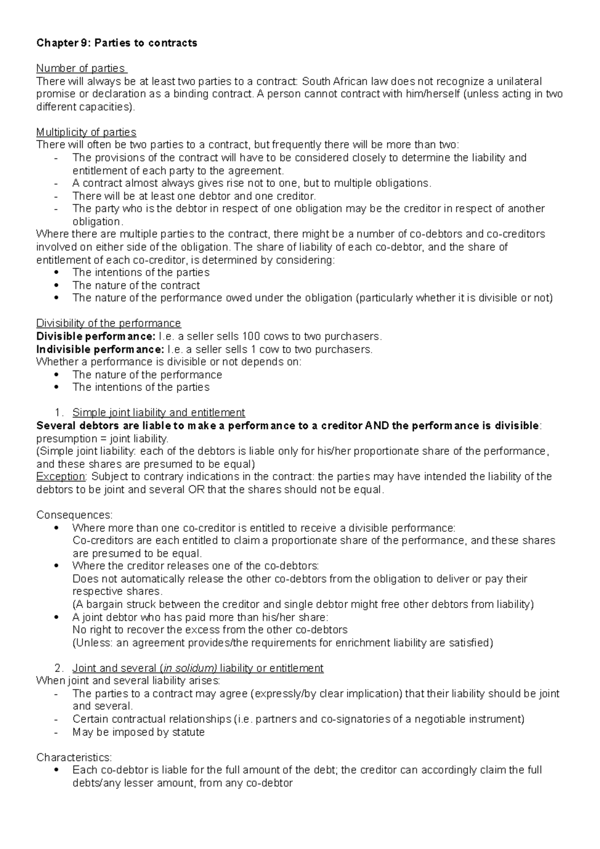 Chapter 9 - complete - Summary Law of Contract 201 - Chapter 9: Parties to contracts Number of ...