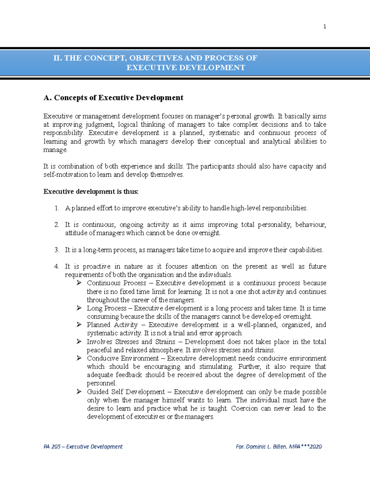 2 PA 205 Executive Development Programme: Concepts and Importance - Studocu