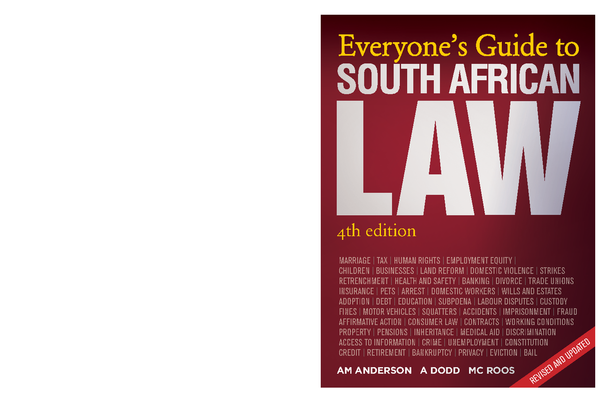 South African Law Guide (SA Law) - Comprehensive 4th Edition Review ...