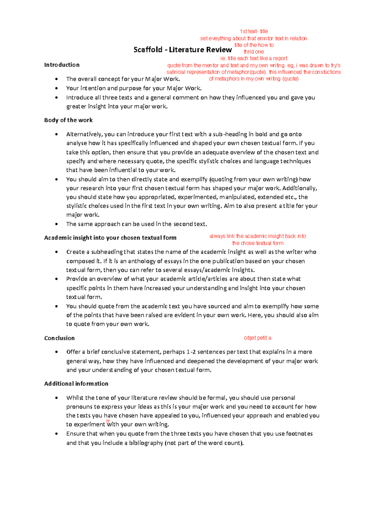 3. Literature Review Scaffold: Enhancing Your Major Work Insights - Studocu