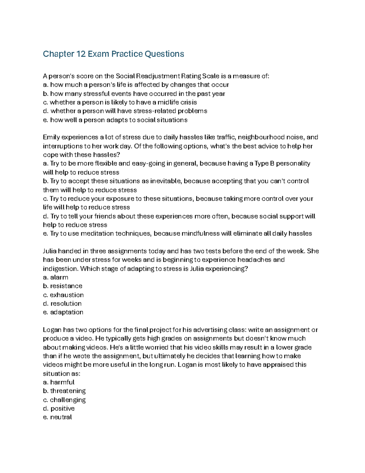 Chapter 12 Exam Practice Questions - Chapter 12 Exam Practice Questions ...