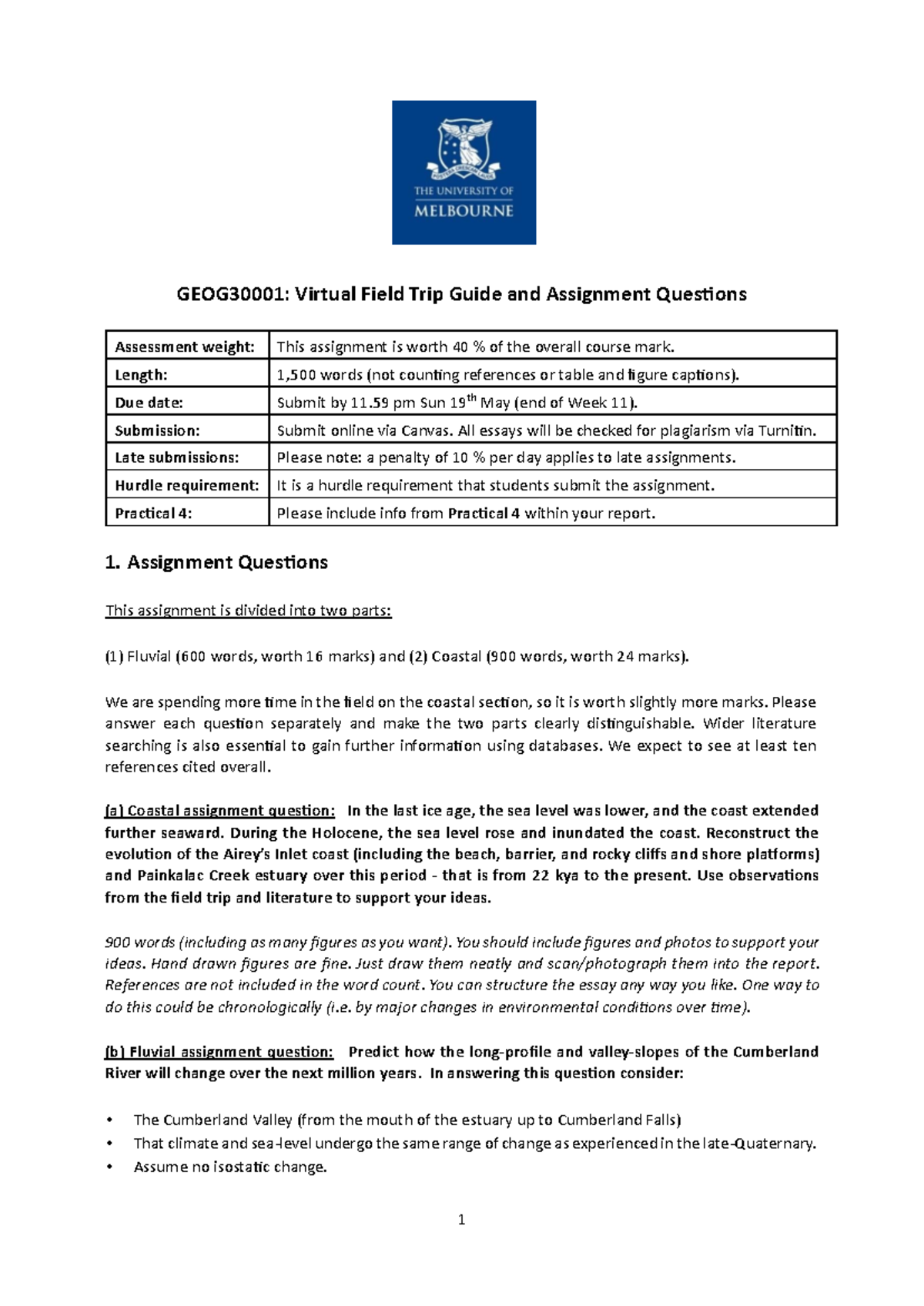 Virtual field trip handout SM 2024 - GEOG30001: Virtual Field Trip ...