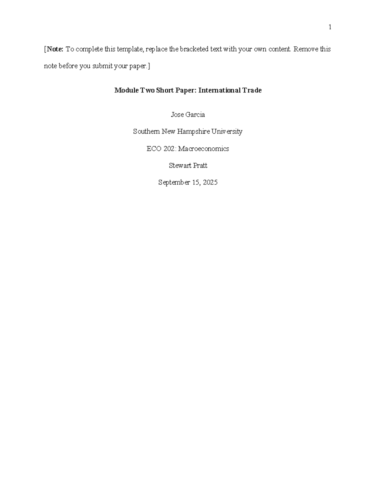 ECO 202 Module Two Short Paper: International Trade Analysis - Studocu