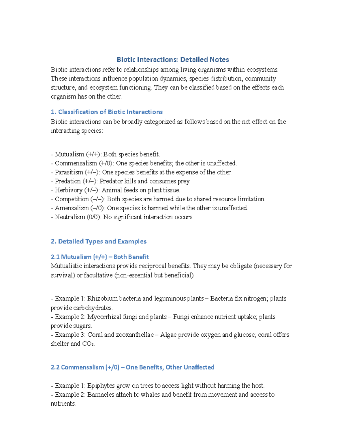 L3 Biotic Interactions: Comprehensive Study Notes - Studocu