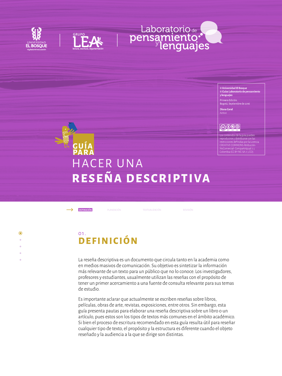 Guía Reseña Descriptiva - GUÍA PARA DEFINICIÓN PLANEACIÓN ...