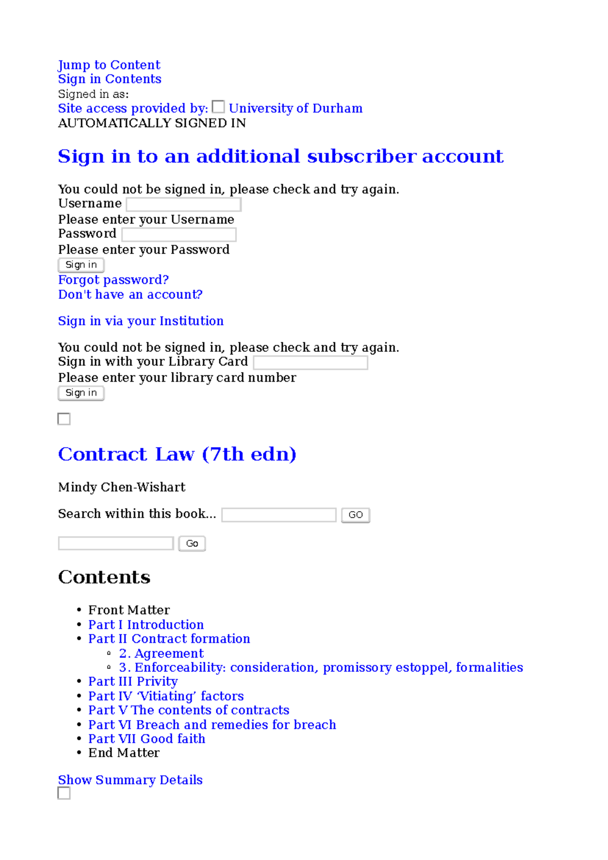 Contract Law Overview: Key Concepts from Mindy Chen's 7th Edition - Studocu