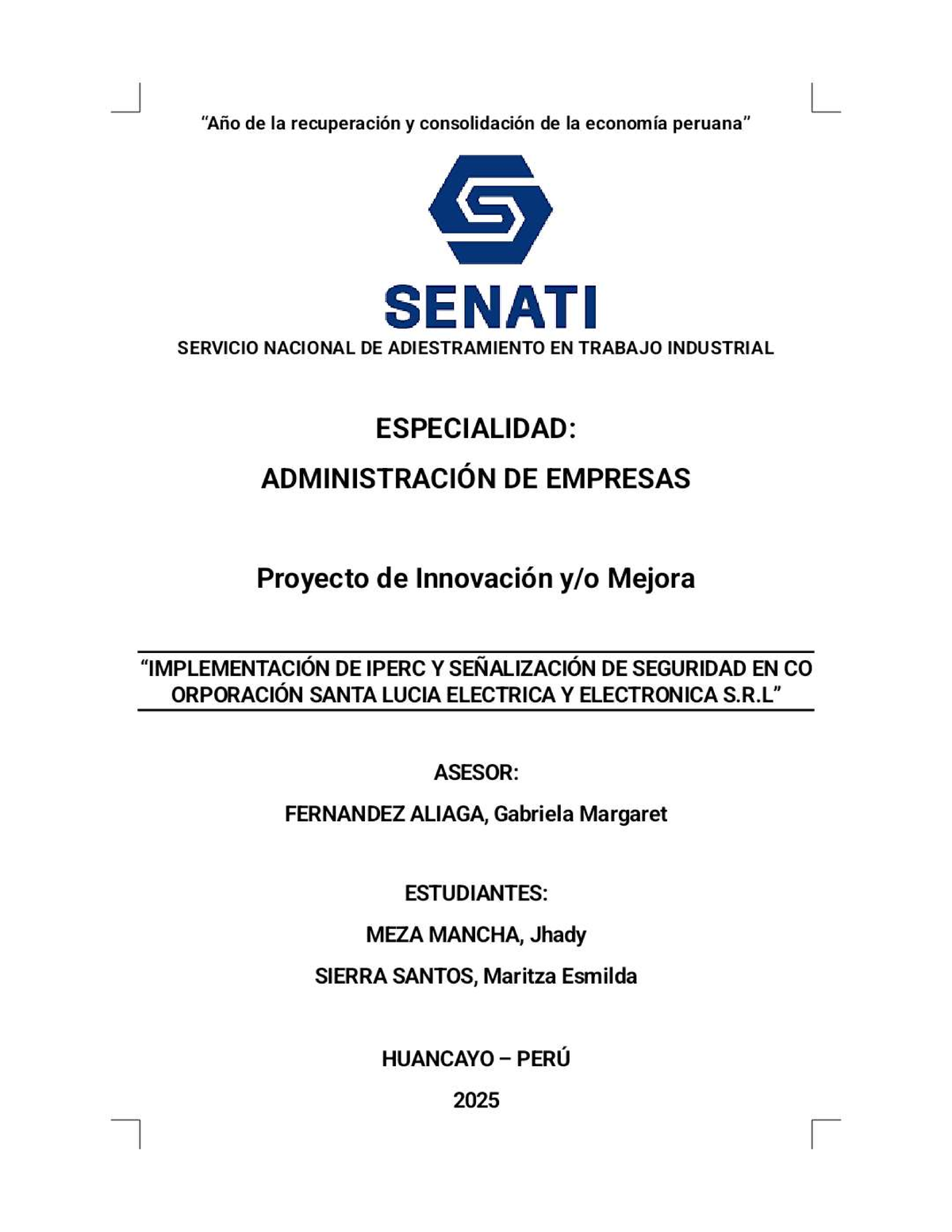 Proyecto de Innovación en Administración de Empresas - SENATI 2025 - Studocu