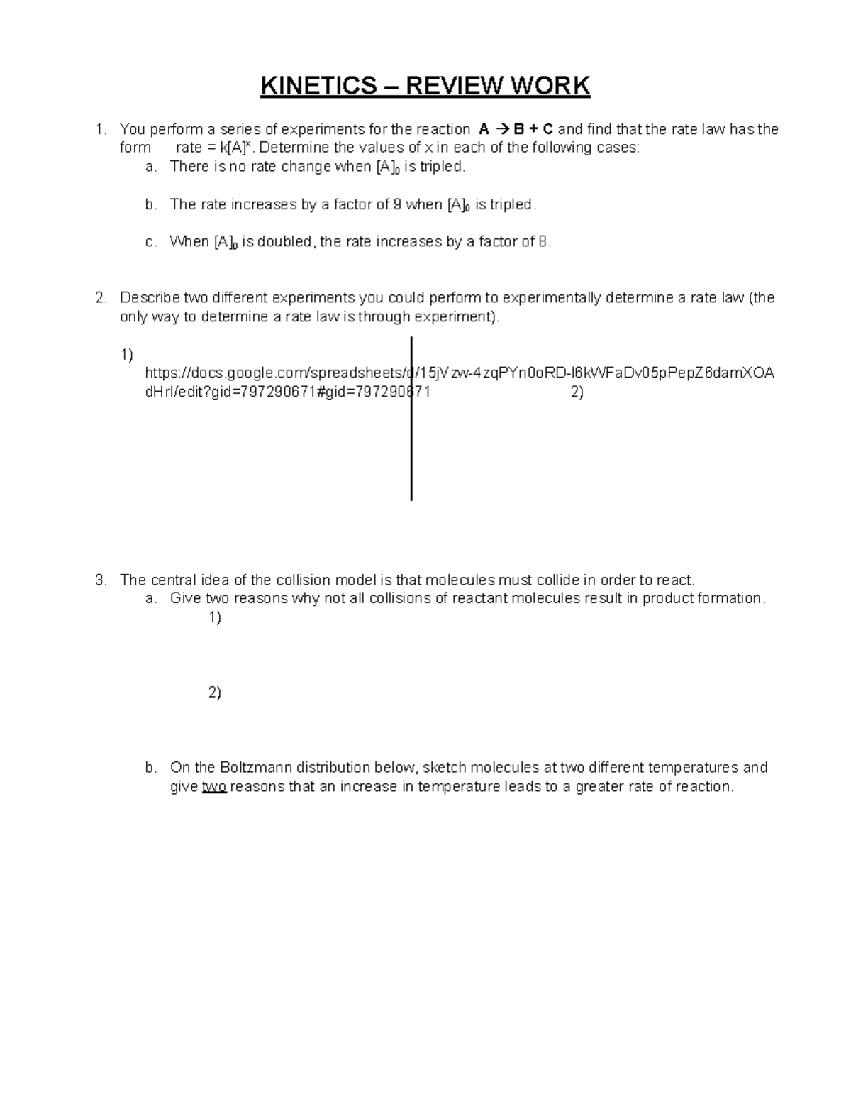 Kinetics Review Problems 21.22: Rate Laws and Reaction Mechanisms - Studocu