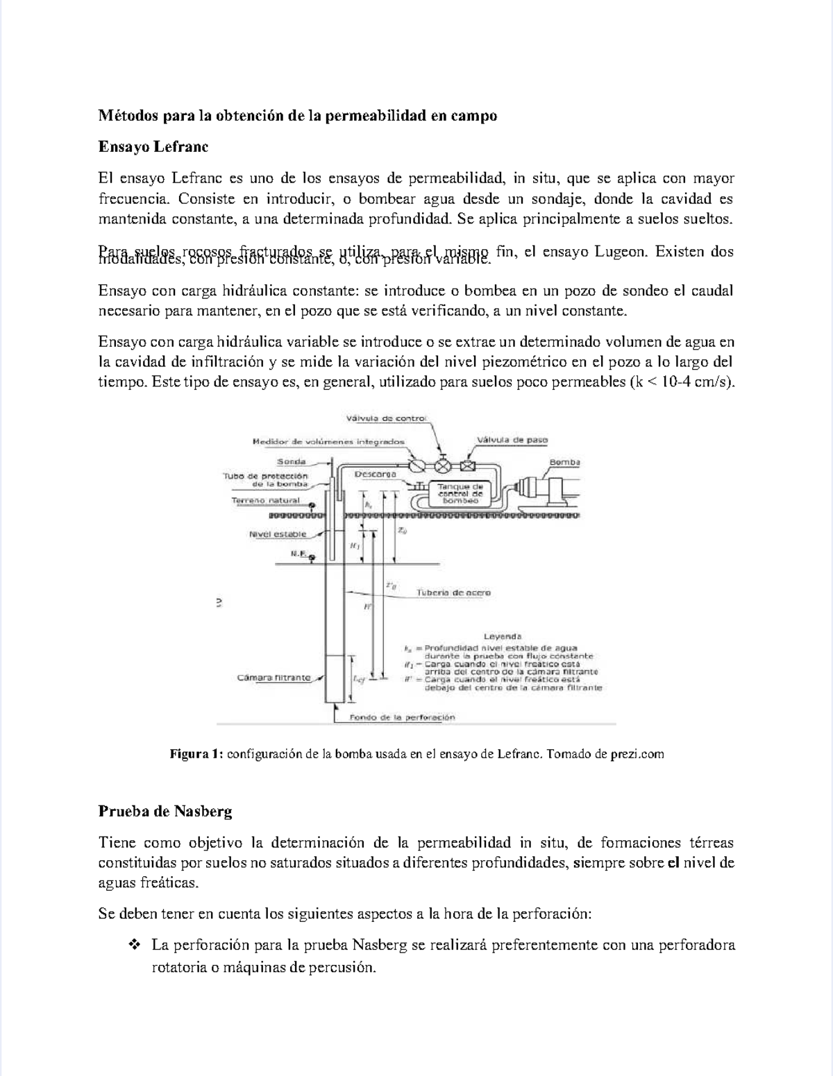 Métodos para la Obtención de la Permeabilidad - Pdf Métodos de Campo ...