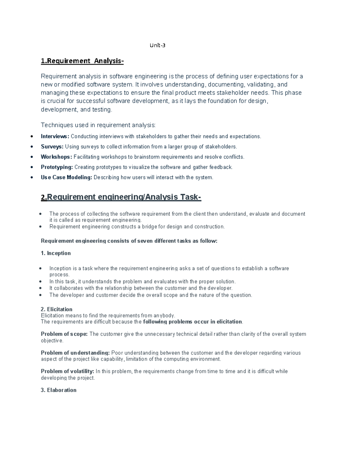 Unit 3: Requirement Analysis and Software Engineering Principles - Studocu