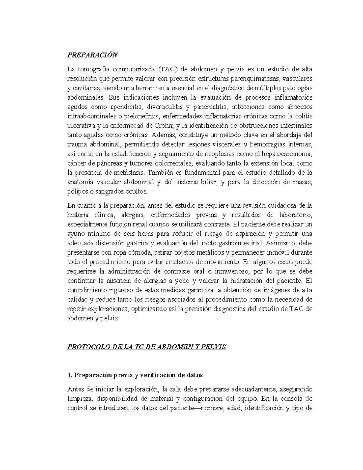Preparación para la TC de Abdomen y Pelvis: Protocolo y Consideraciones ...