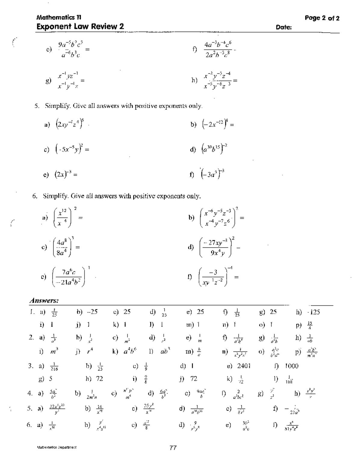 Exponent Rules - RH Notes for Mathematics Study Guide - Studocu