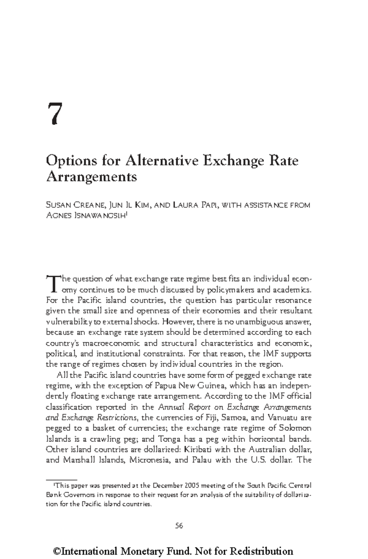 Alternative Exchange Rate Arrangements for Pacific Island Countries: An ...