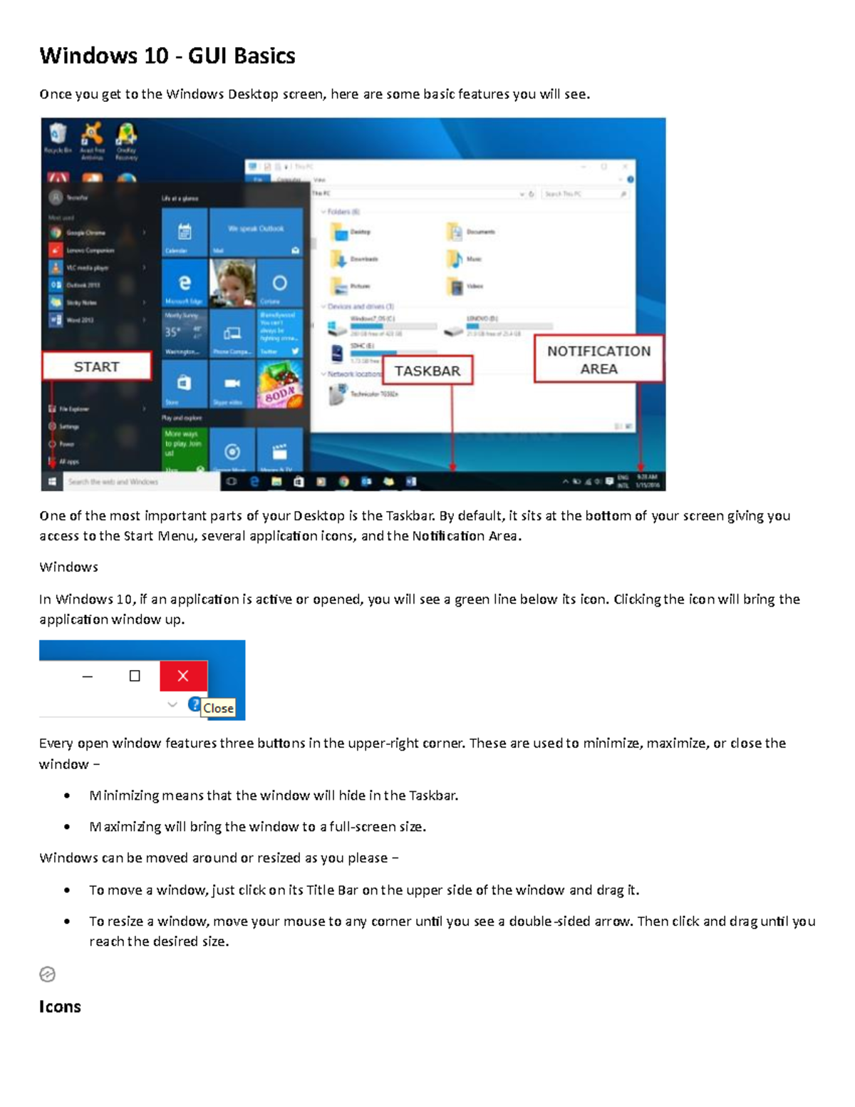 Windows 10 - GUI Basics, Start Menu, Taskbar, and File Explorer Guide ...