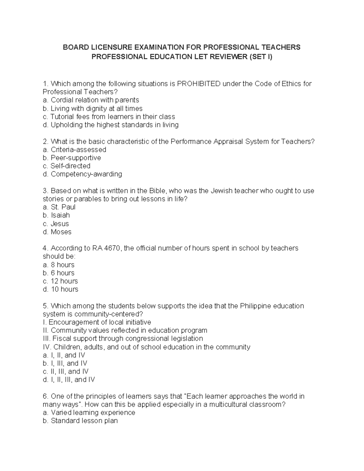 Prof-ed-2023-LET-Reviewer-II: Comprehensive Guide for Teachers - Studocu