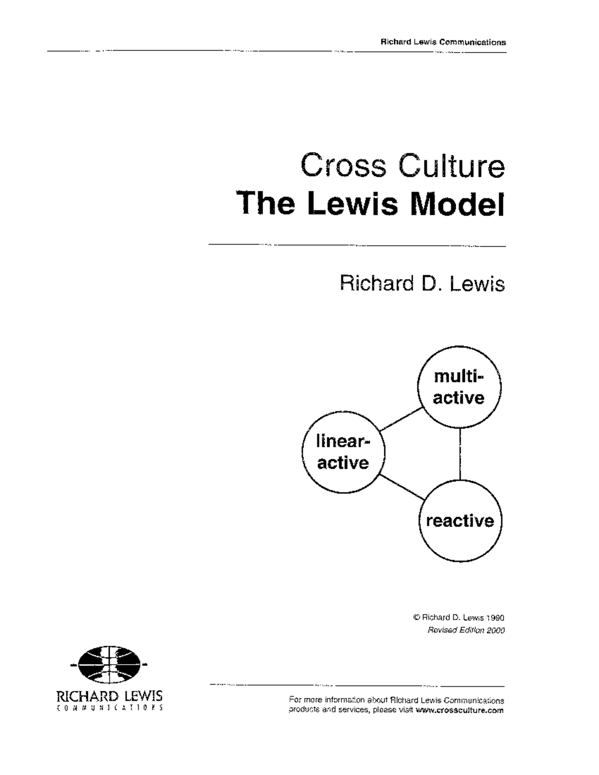 Uli Handouts: Richard Lewis Communications Model Overview - Studocu