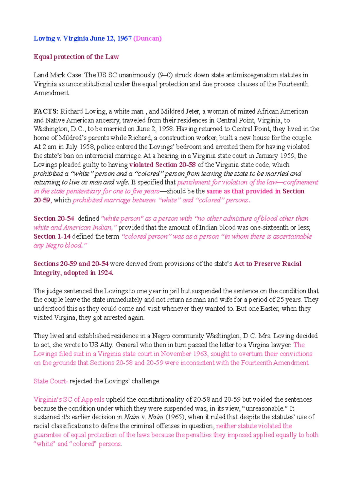 Loving v. Virginia June 12, 1967 - Loving v. Virginia June 12, 1967 ...