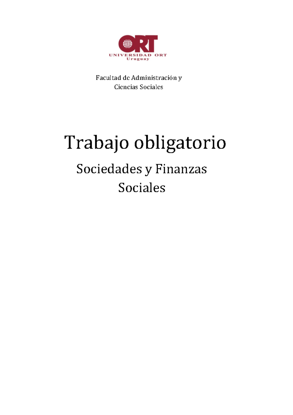 Trabajo Obligatorio: Sociedades y Finanzas Sociales - Detalles y ...