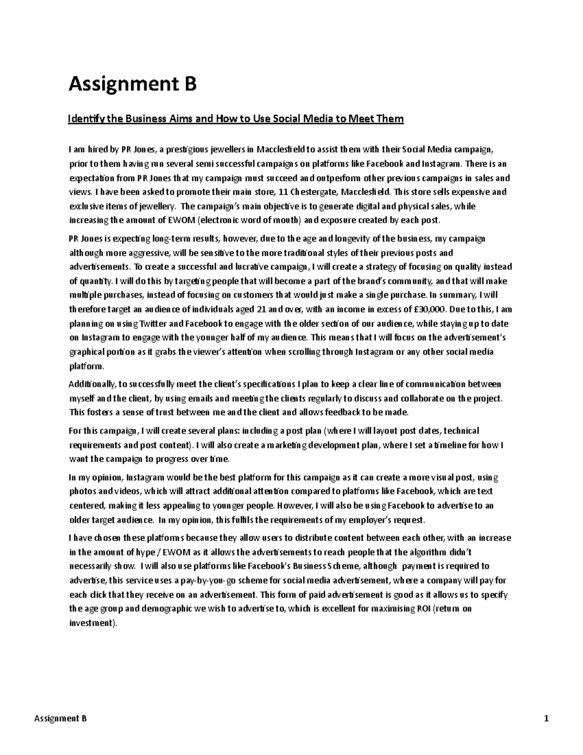 Assignment B Complete Pearson It Level 3 Unit 3 Social Media In