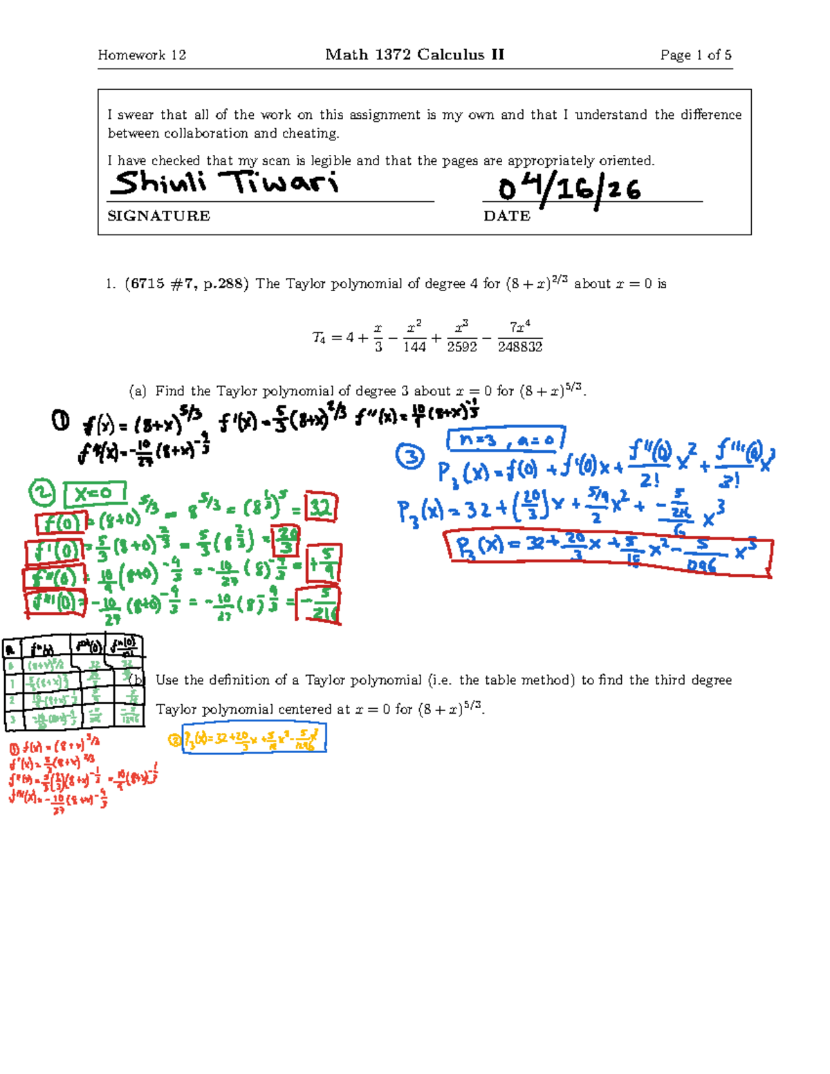 Math 1372 Calculus II Homework 12 Solutions and Analysis - Studocu