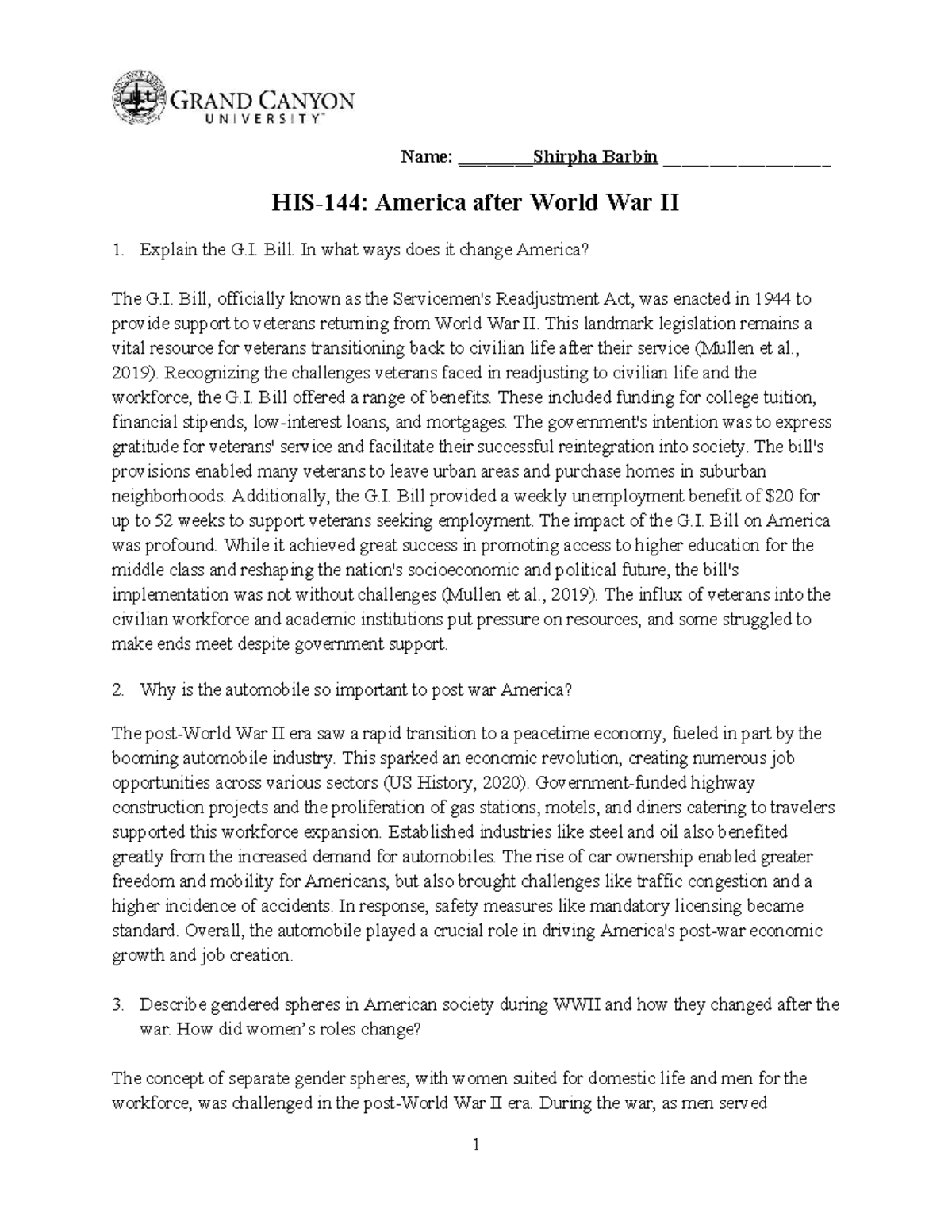 HIS-144-RS: America After WWII - Key Changes and Impacts - Studocu