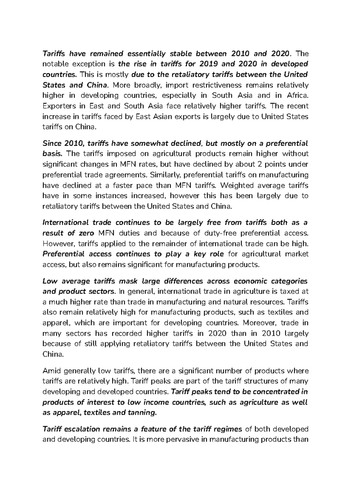 Tariff - Thuế - Tariffs have remained essentially stable between 2010 ...