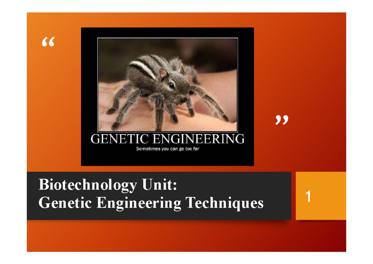 Biotech Powerpoint: Genetic Engineering Techniques Overview - Studocu