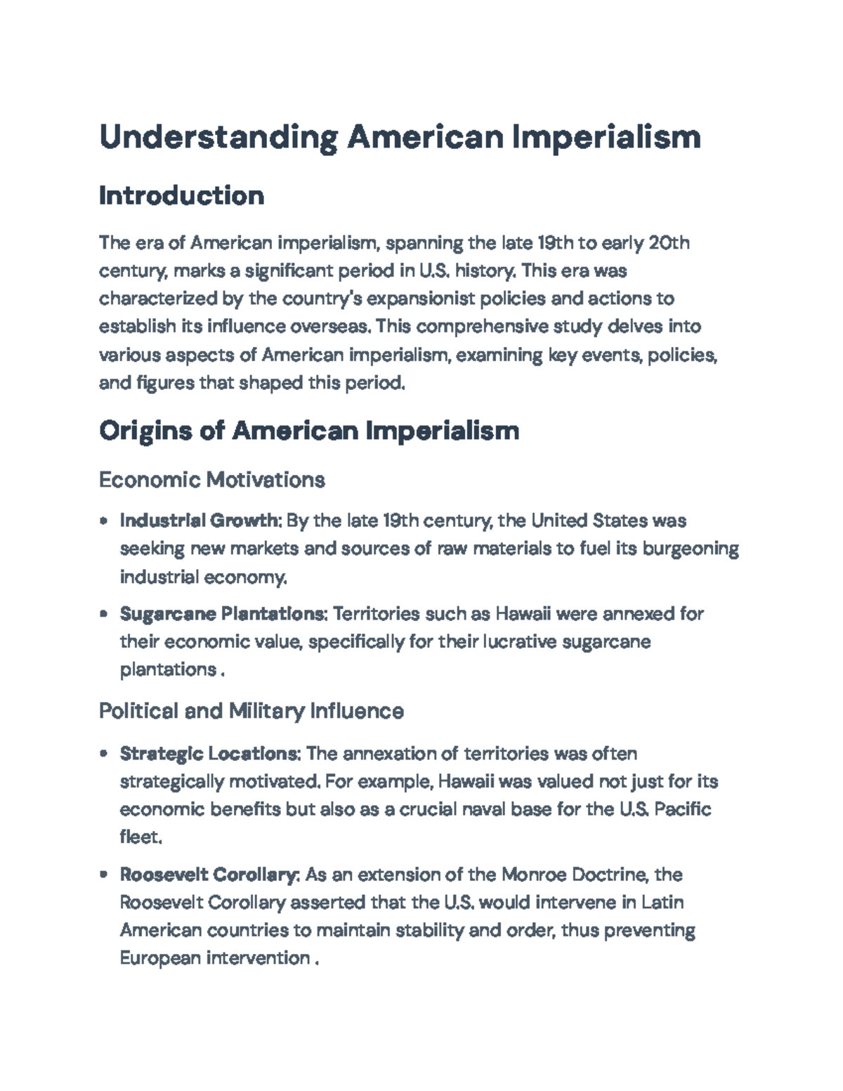American Imperialism: Key Events and Policies (HIST 101 ...