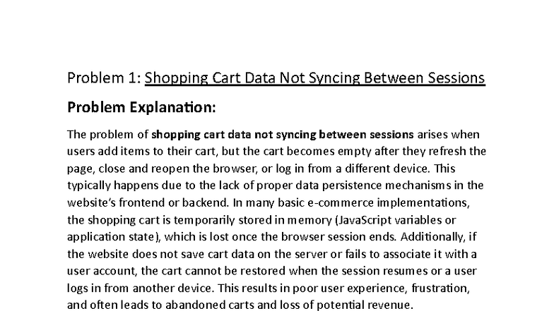 Project G7: Shopping Cart Sync Issues & User Authentication Solutions ...