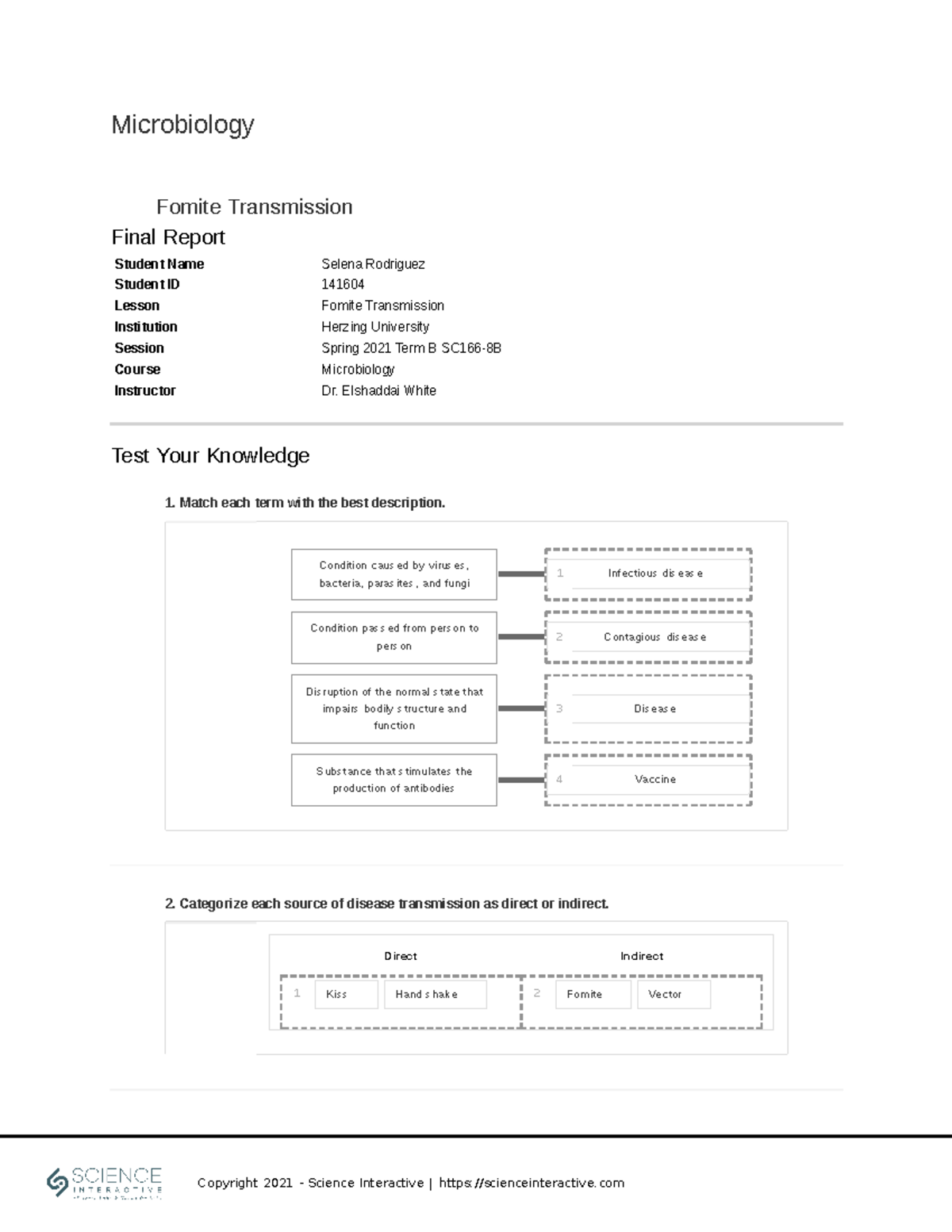 Microbiology SC166-8B: Fomite Transmission Final Report - Studocu