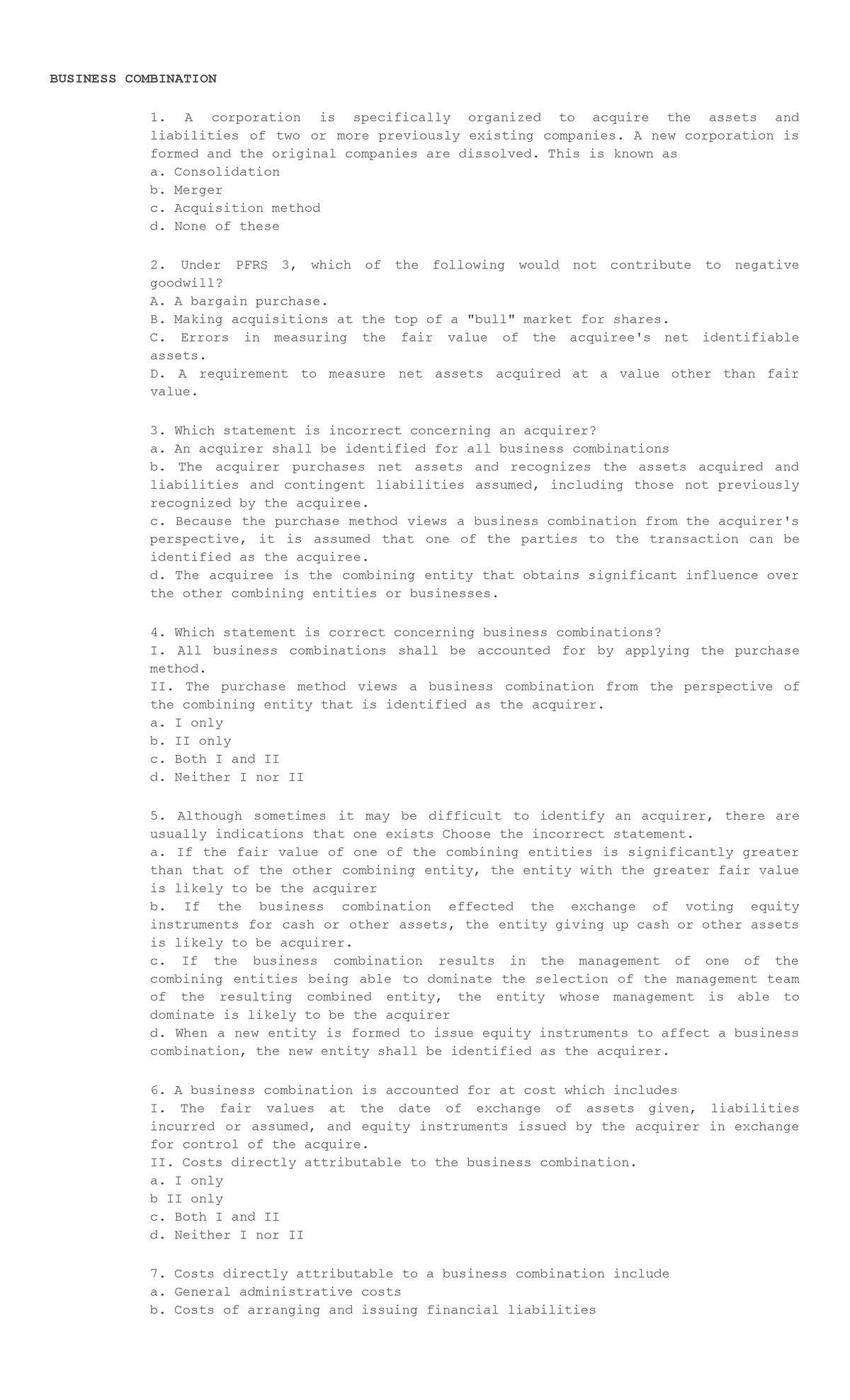 BUSINESS COMBINATION STUDY NOTES (ABC) - Studocu