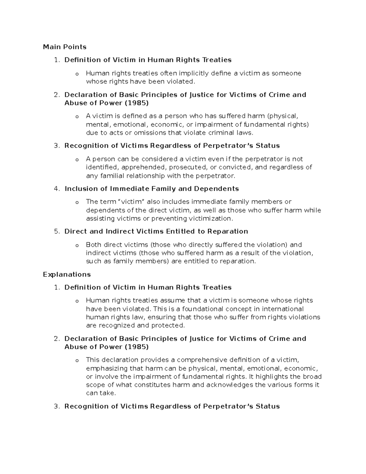 Explainations OF Victims - Main Points 1. Definition of Victim in Human ...