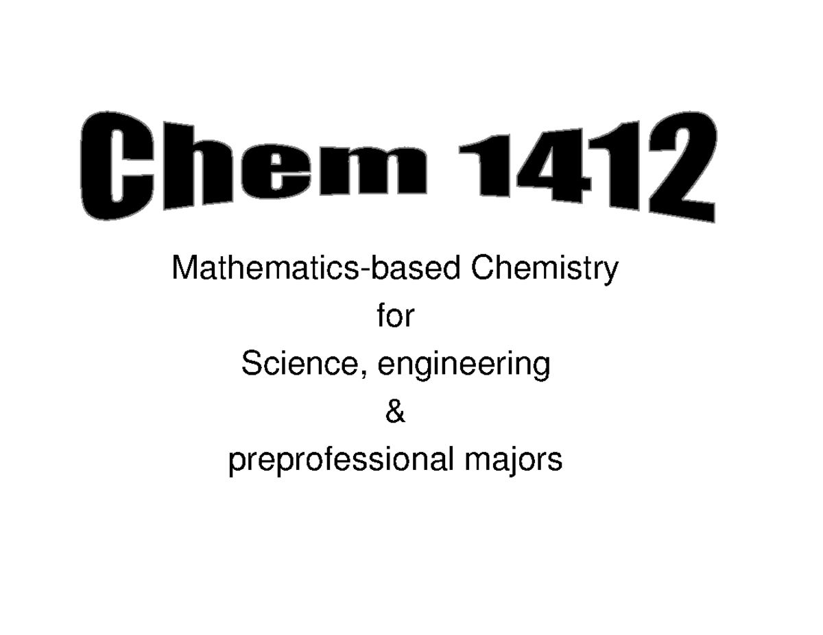 Chapter 10 - Lecture notes Mathematics-based Chemistry for Science ...