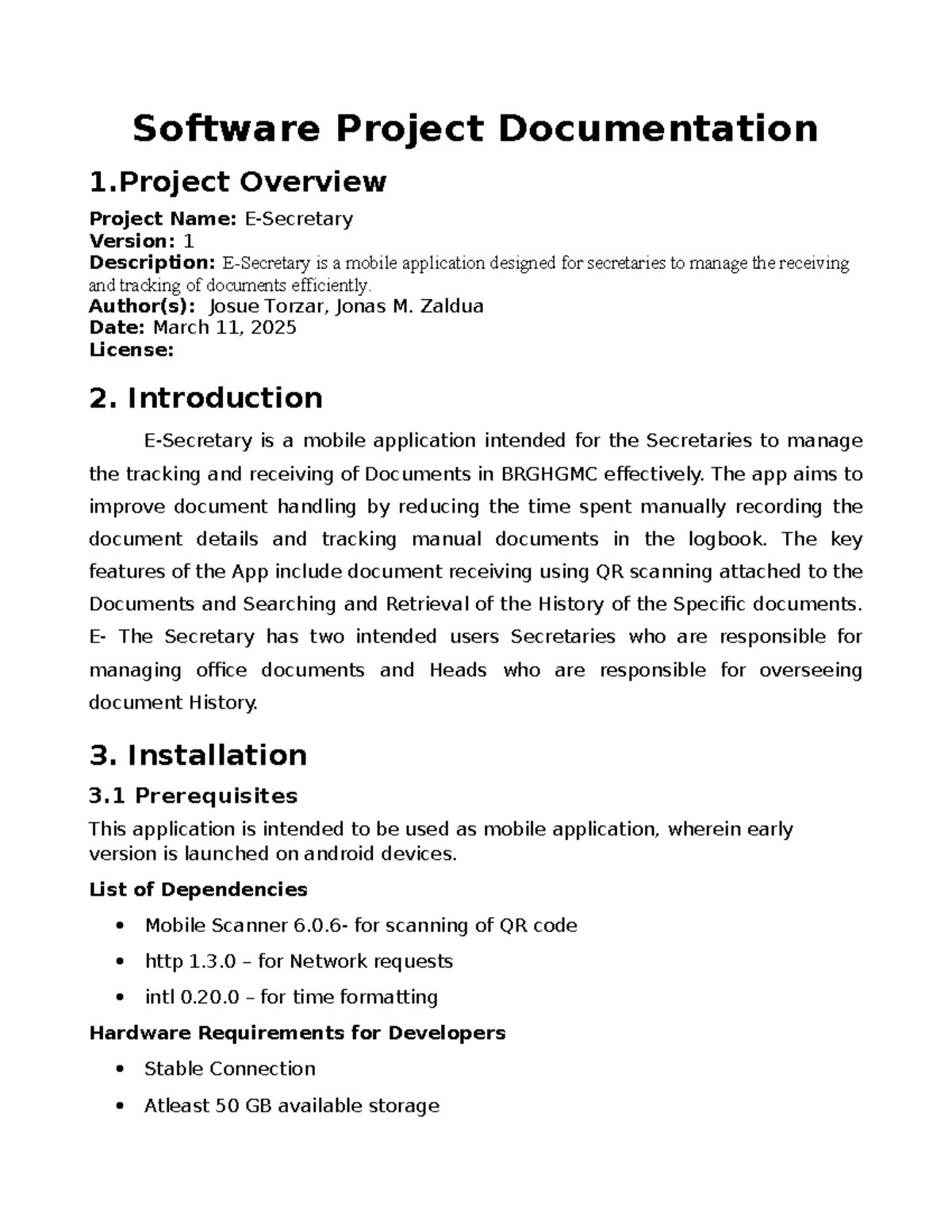 Project-documentation - Software Project Documentation 1 Overview ...