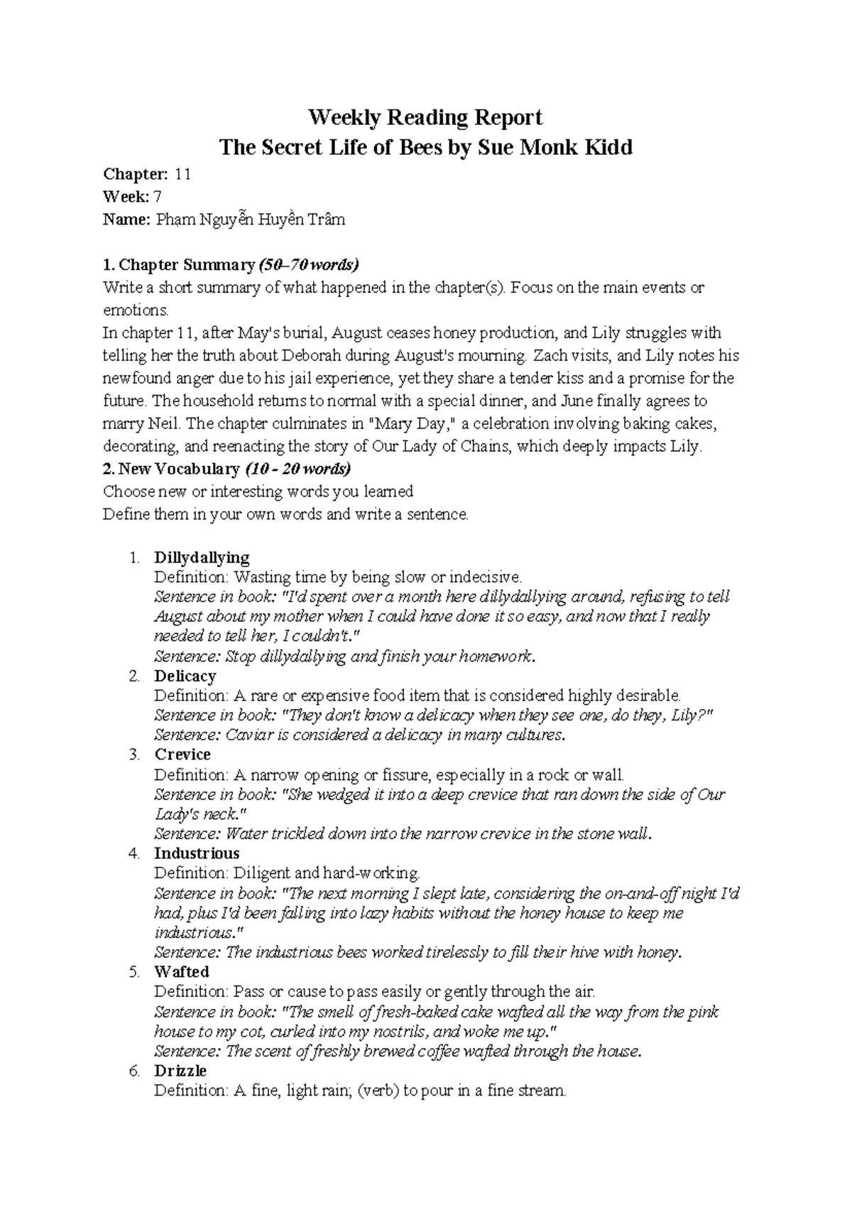 Weekly Reading Report 11: The Secret Life of Bees by Sue Monk Kidd ...