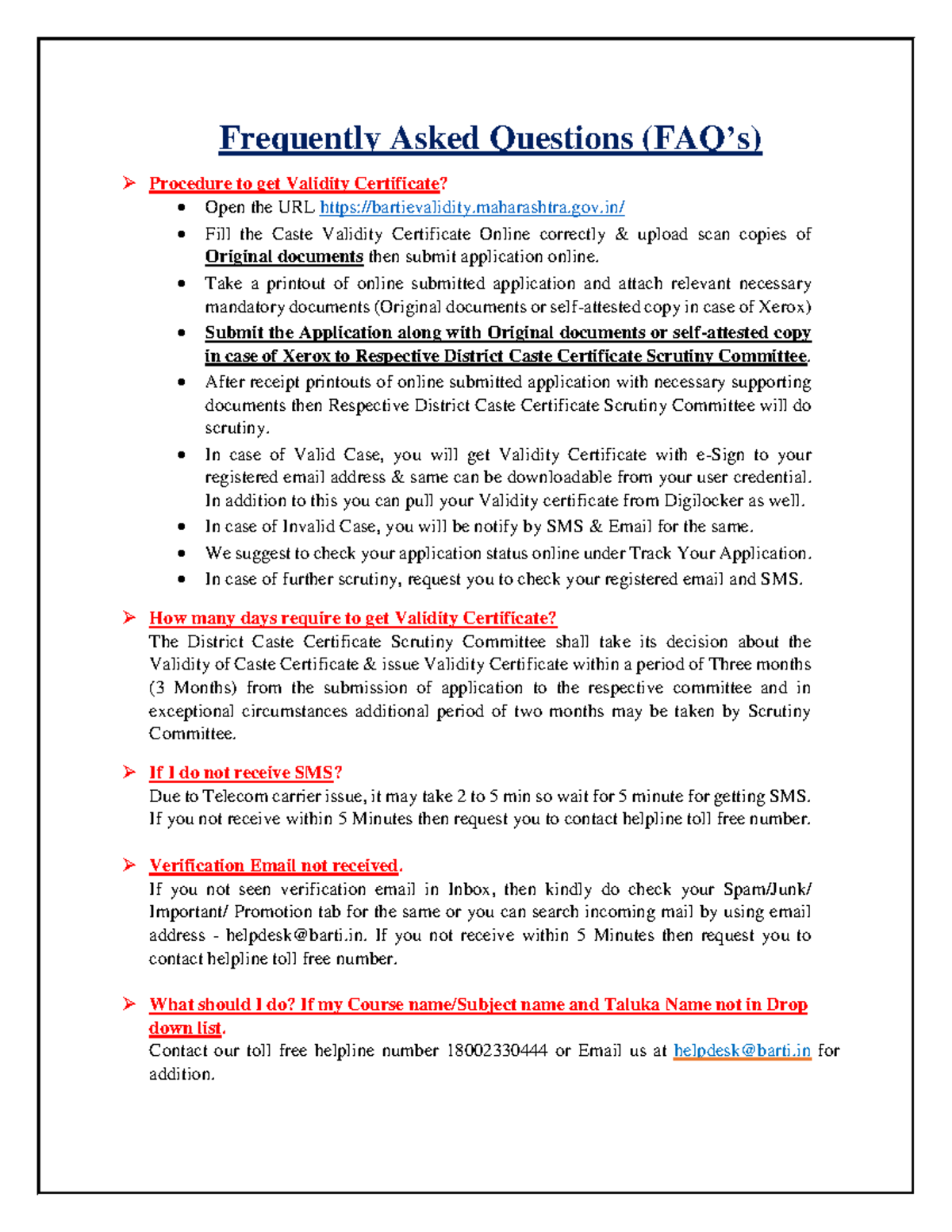 Caste validity certificate application FAQs and procedures - Studocu