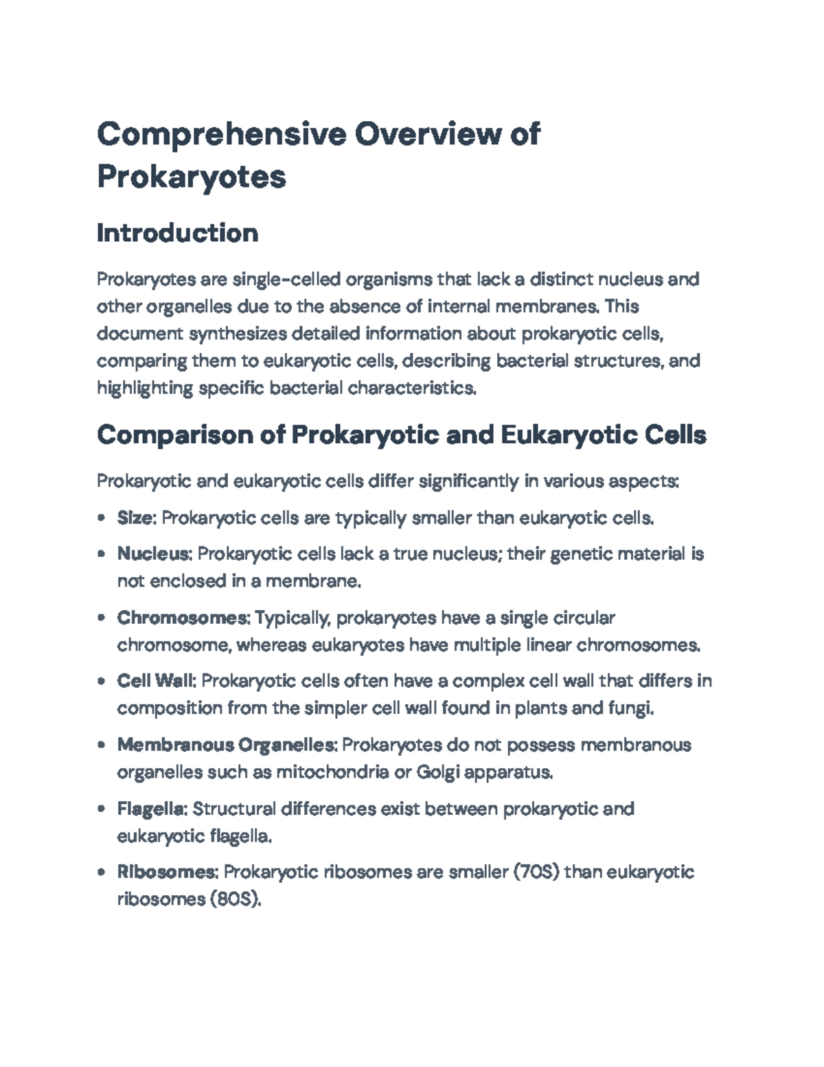 Prokaryotic Cell Structures & Functions: Comprehensive Overview - Studocu
