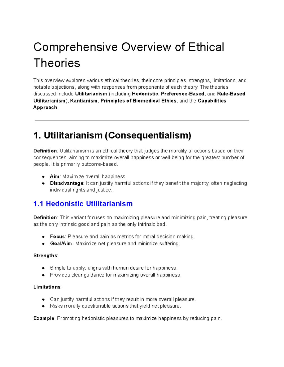 Overview Moral Theories - Comprehensive Overview of Ethical Theories ...