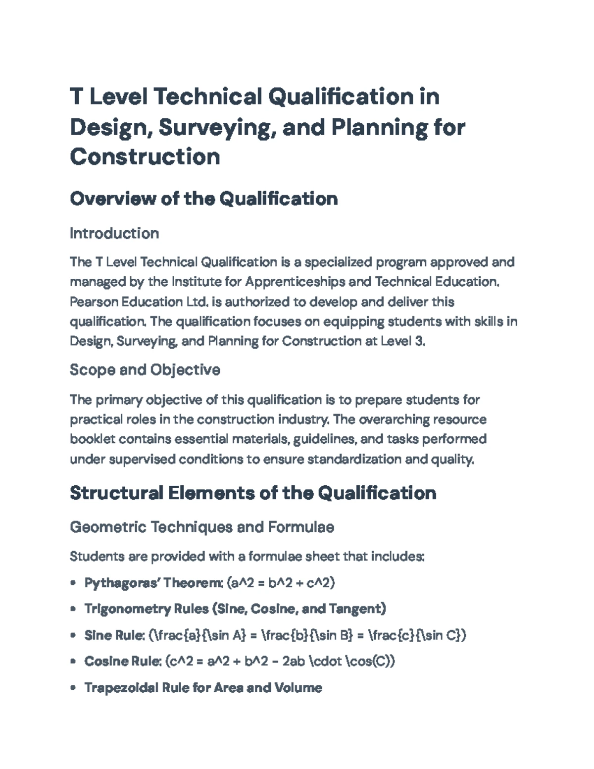 T Level Technical Qualification: Design, Surveying & Planning Tasks (Level 3) - Studocu