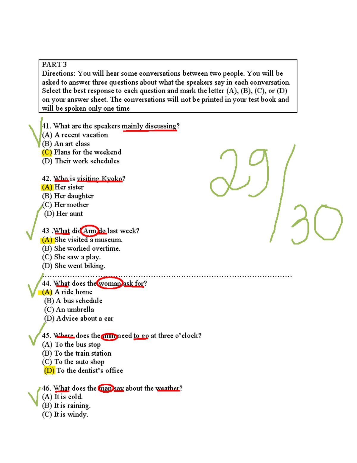 Listening Comprehension Practice: Conversations & Questions - Studocu