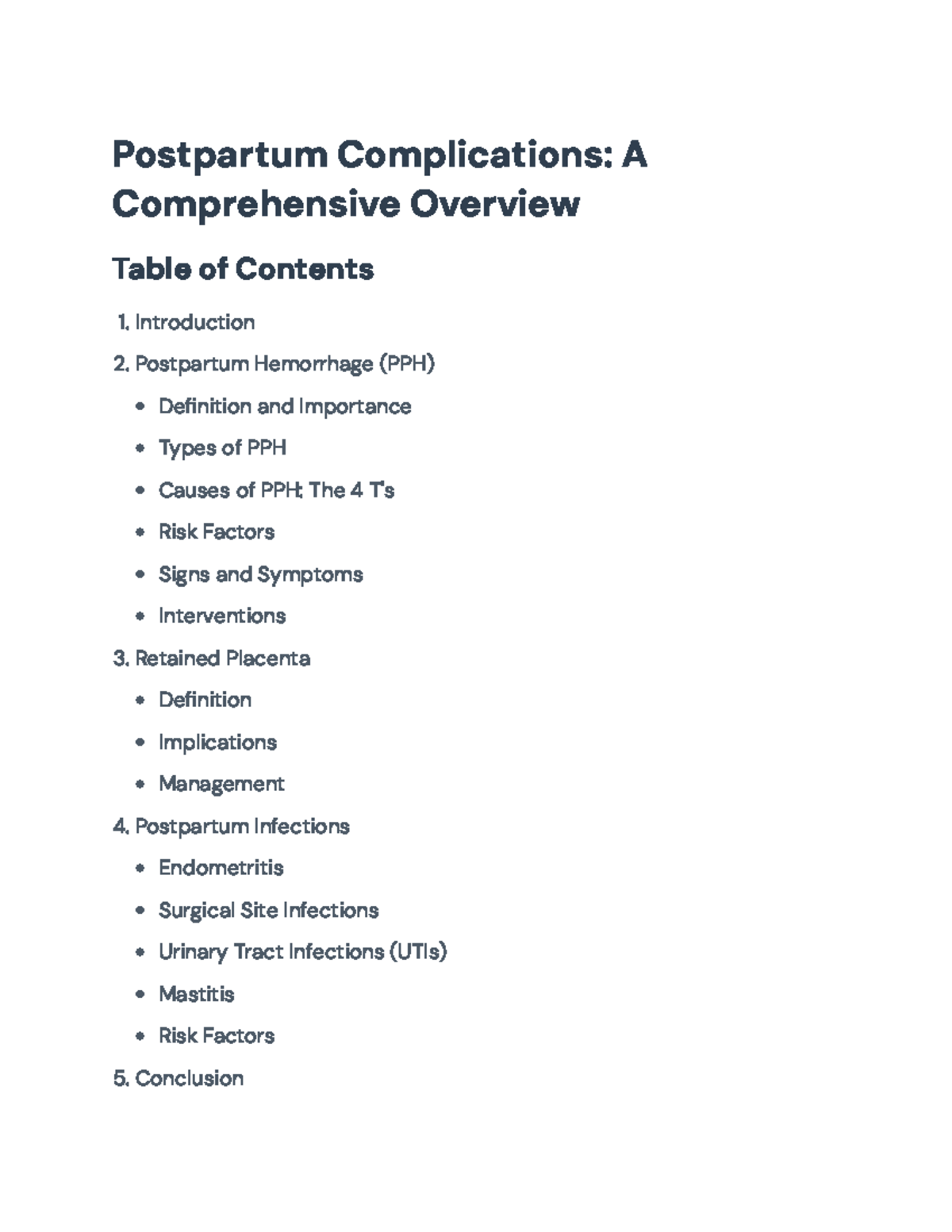 Postpartum Complications: An Overview of PPH and Infections ...