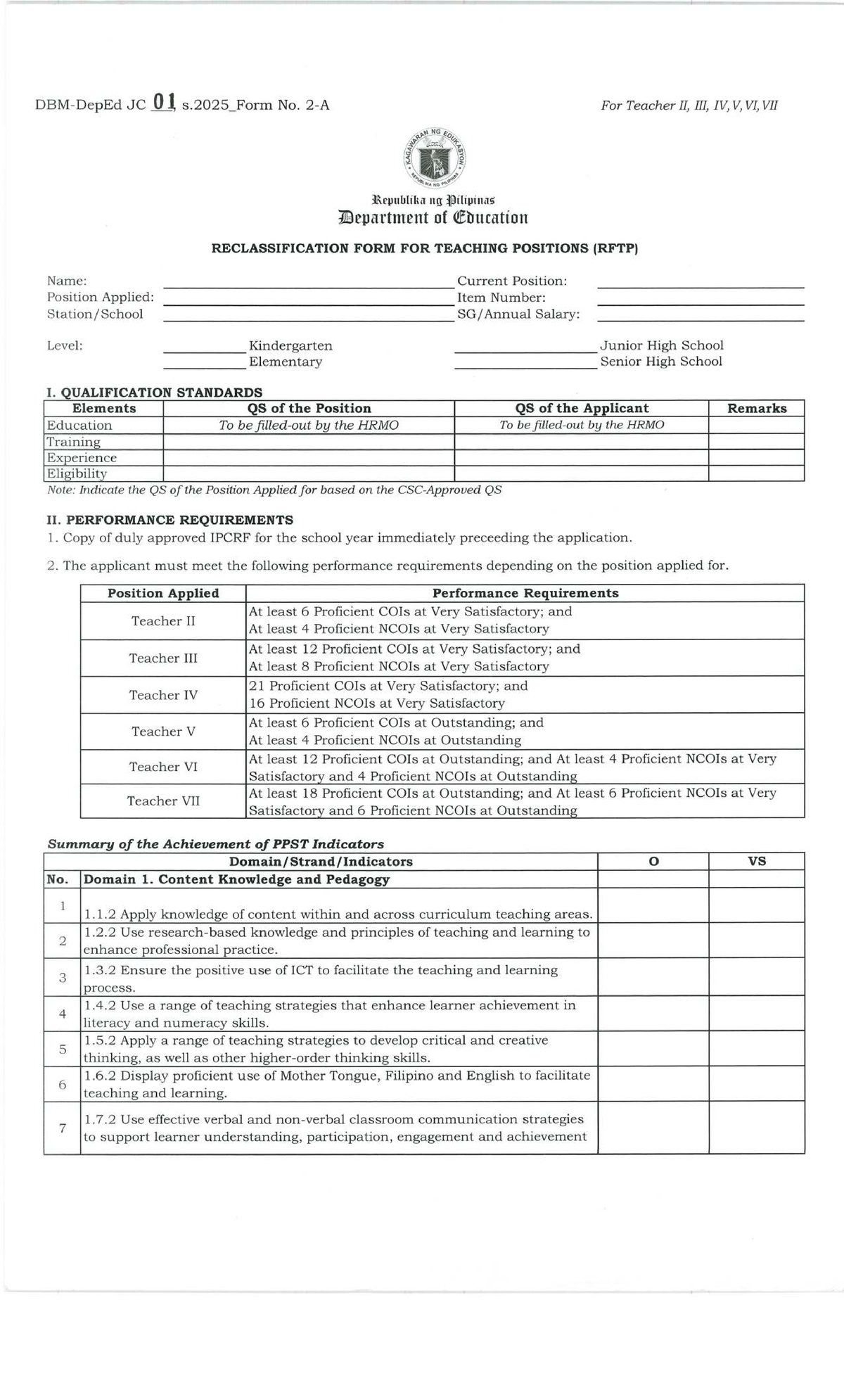 JC 01 s.2025_Reclassification Form for Teaching Positions (T2-T6) - Studocu