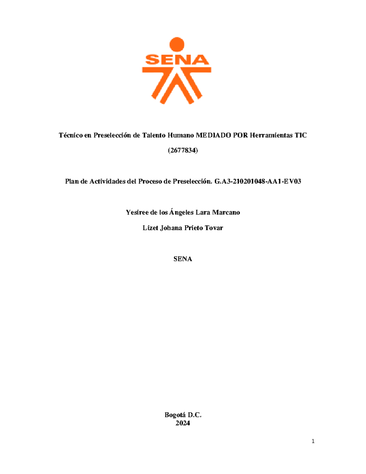 Yesiree pdf - Evidencia Evidencia AP4 Técnico - Plan de actividades del ...