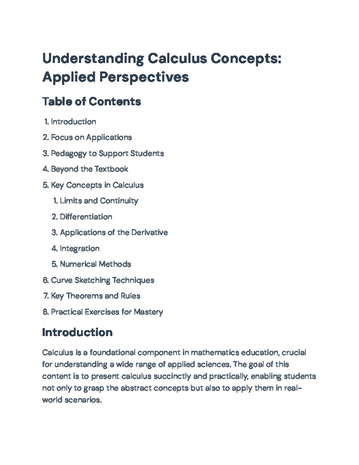 Understanding Calculus: Key Concepts and Practical Applications ...