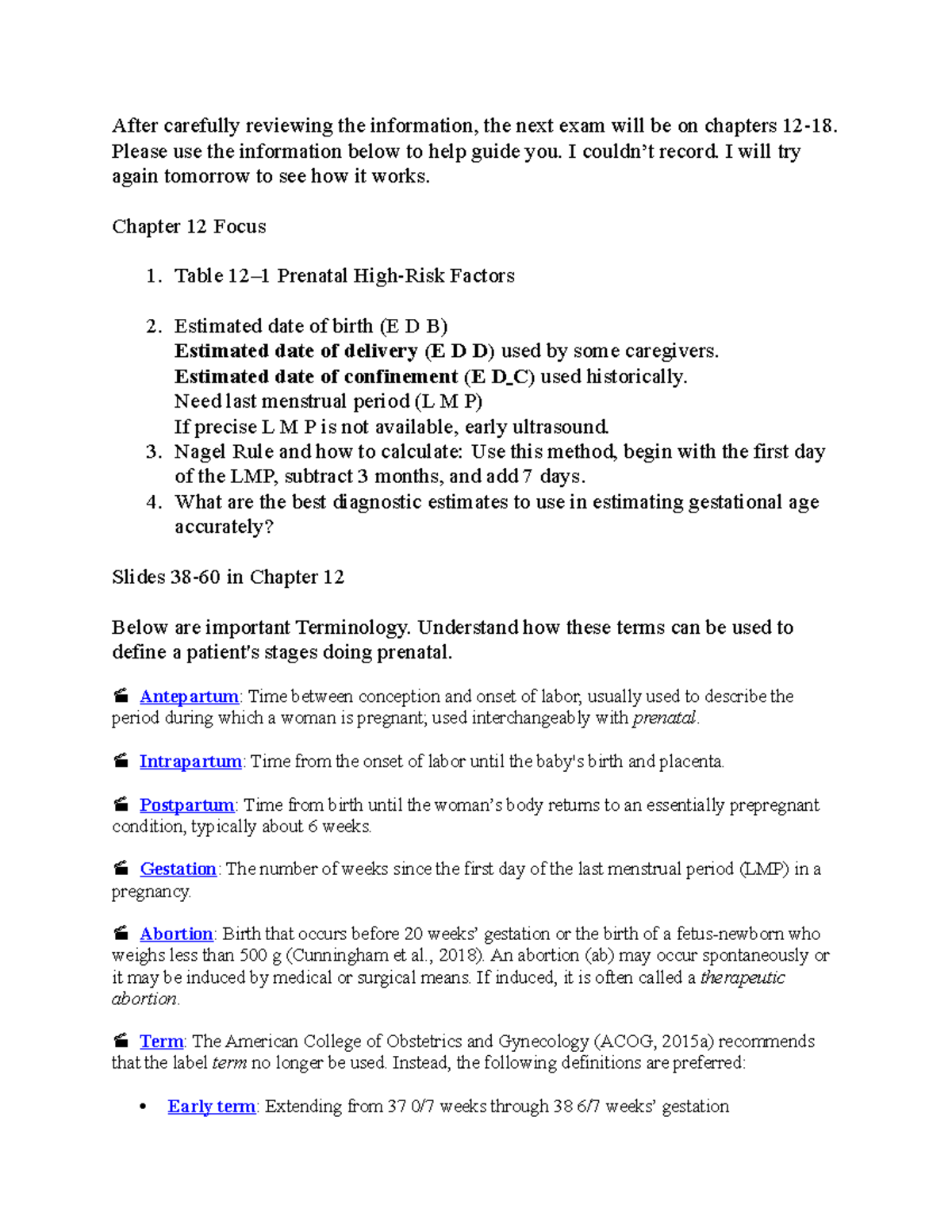 Lecture Notes for 12-18 - After carefully reviewing the information ...